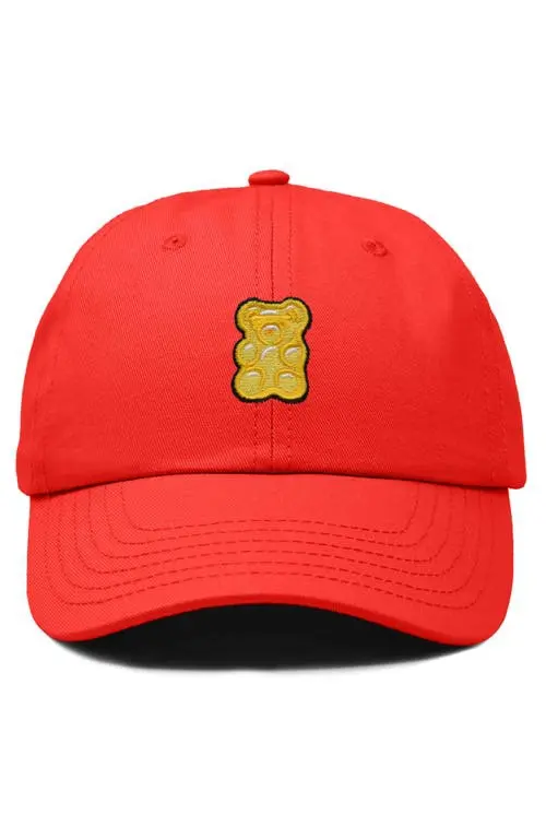 DALIX Gummy Embroidered Baseball Cap - Red