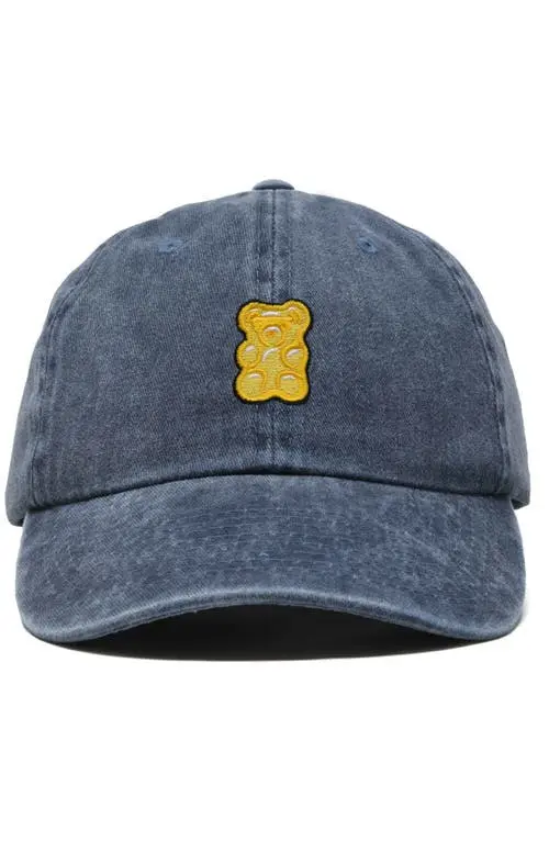 DALIX Gummy Embroidered Baseball Cap - Washed Navy Blue