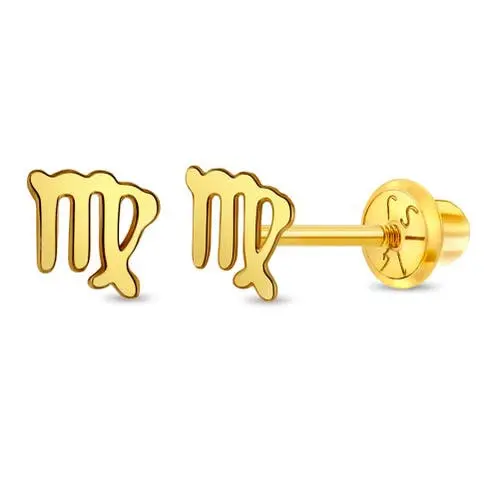 IN SEASON JEWELRY 14k Yellow Gold Zodiac Sign Stud Earrings - Gold Virgo