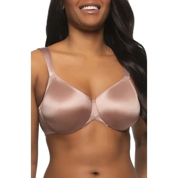 Felina Stellar Smooth Satin Unlined Underwire Bra - Rose Tan