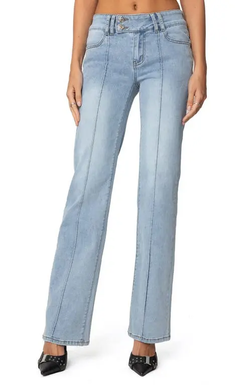 EDIKTED Avril Low Rise Bootcut Jeans - Light-blue
