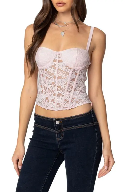 EDIKTED Lace Corset Top - Light-pink