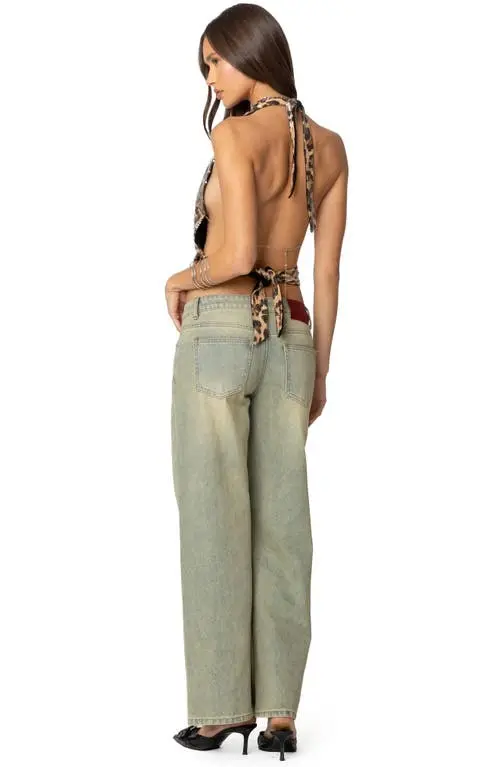 EDIKTED Sequin Halter Top - Leopard