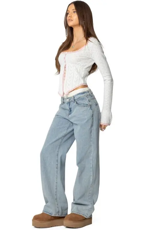 EDIKTED Abbie Pointelle Stitch Top
