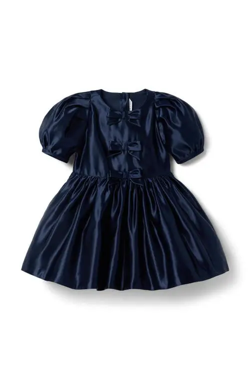 Janie And Jack Satin Bow Dress - Navy | Editorialist