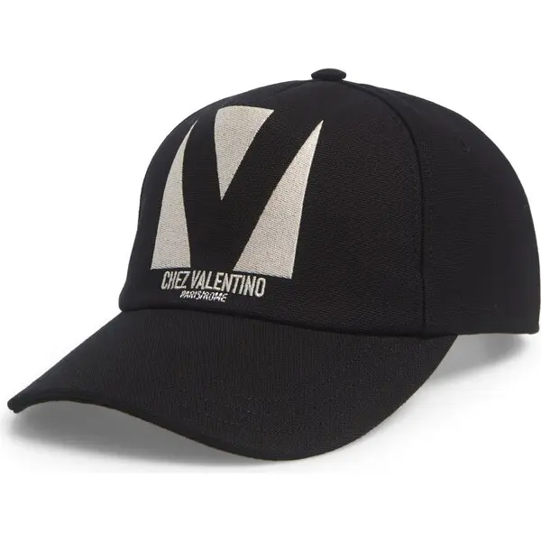 Valentino Garavani Chez Baseball Cap - Black/ Ivory