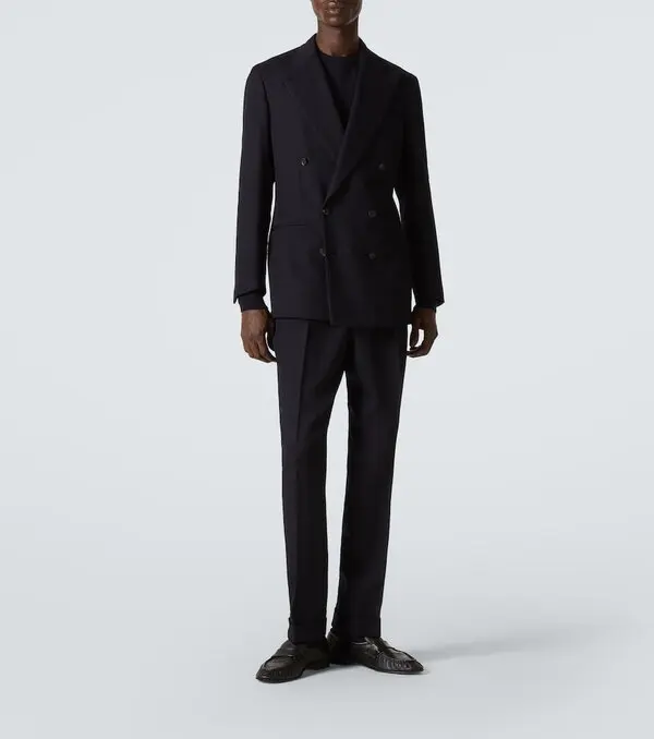 SAMAN AMEL Wool Twill Blazer - Blue
