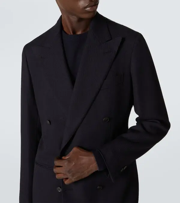 SAMAN AMEL Wool Twill Blazer - Blue