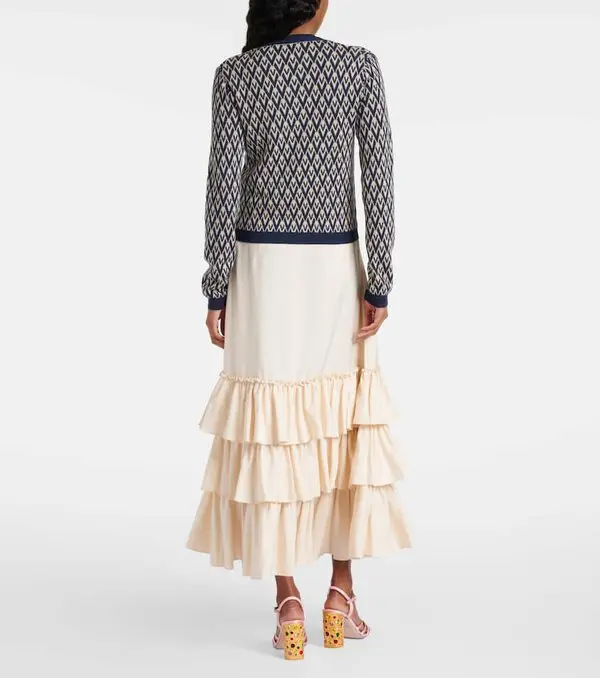 Valentino Garavani Toute La V Virgin Wool Cardigan - Blue