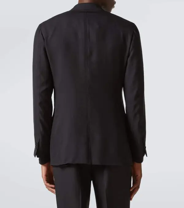 SAMAN AMEL Double-breasted Silk Blazer