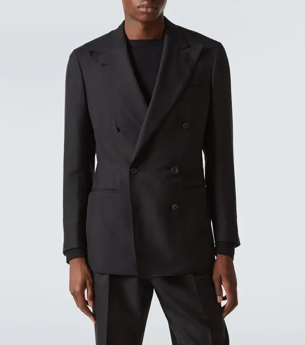 SAMAN AMEL Double-breasted Silk Blazer