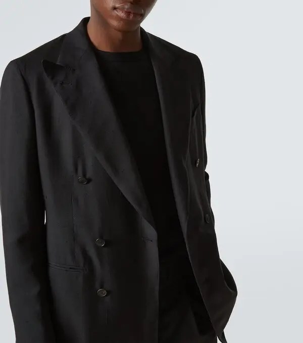 SAMAN AMEL Double-breasted Silk Blazer