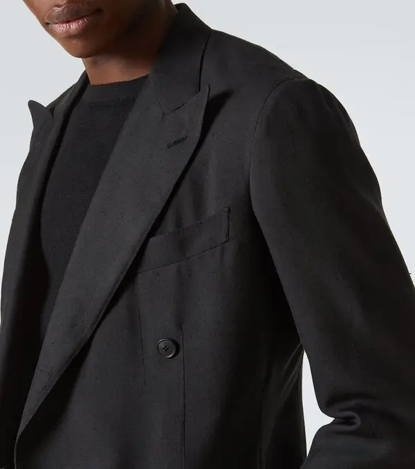 SAMAN AMEL Double-breasted Silk Blazer