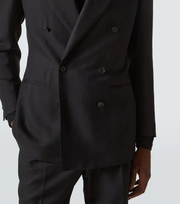 SAMAN AMEL Double-breasted Silk Blazer