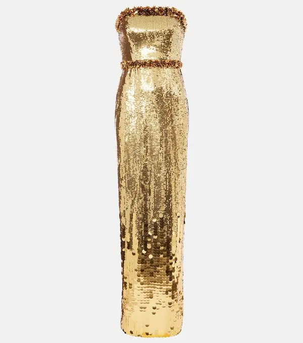 Rebecca Vallance Golden Hour Sequined Gown - Gold | Editorialist