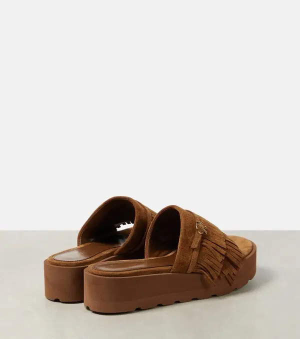 GIANVITO ROSSI Fringed Suede Slides