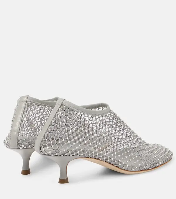Christopher Esber Minette Crystal-embellished Fishnet Pumps - Silver