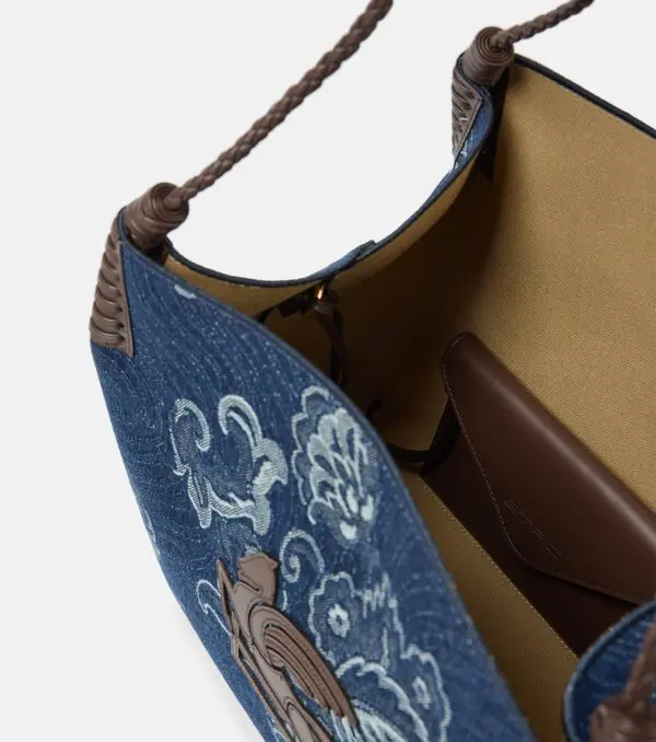 Etro Large Denim Jacquard Tote