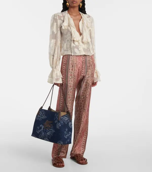 Etro Large Denim Jacquard Tote