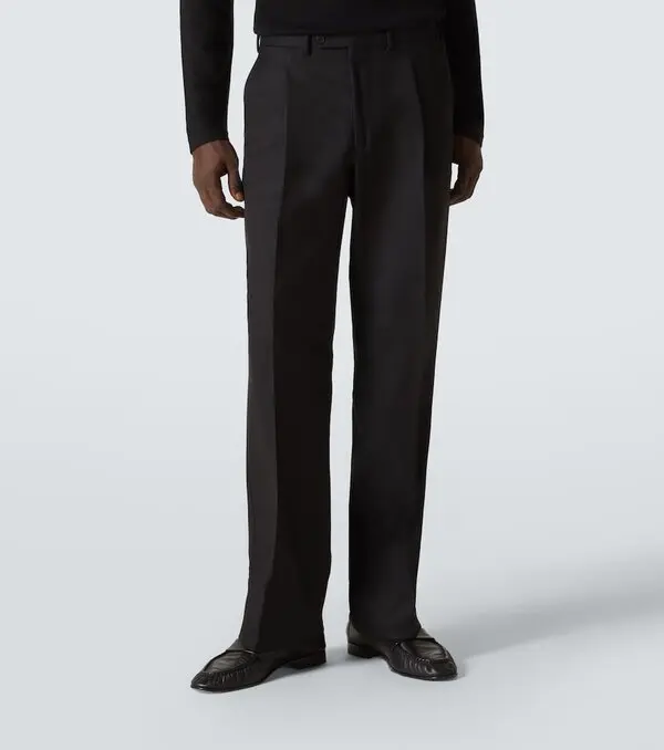 SAMAN AMEL Amo Wool Straight-leg Pants - Black