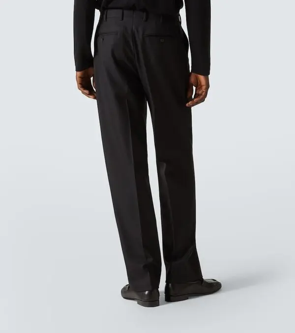SAMAN AMEL Amo Wool Straight-leg Pants - Black