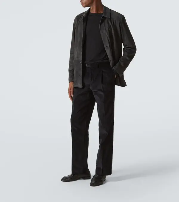 SAMAN AMEL Straight-leg Corduroy Pants - Black