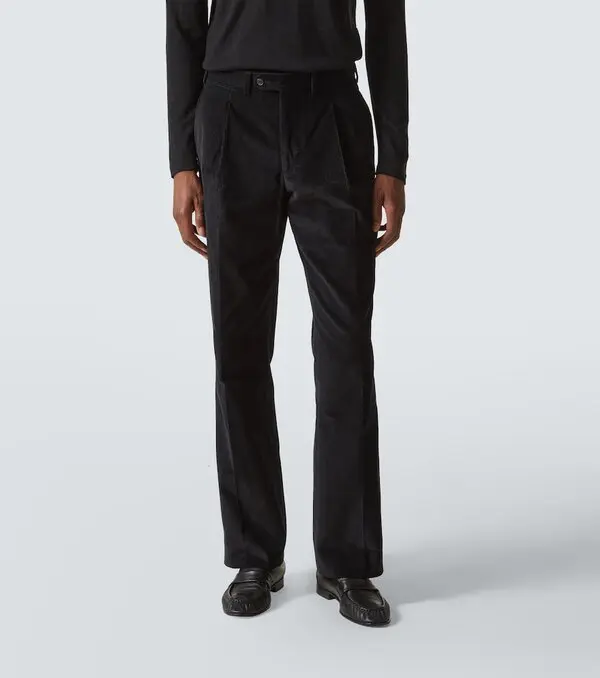 SAMAN AMEL Straight-leg Corduroy Pants - Black