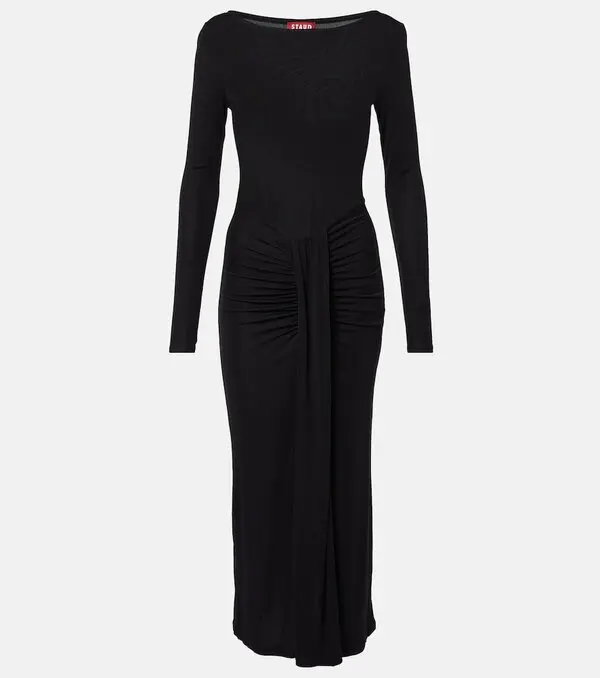 Staud Ruched Jersey Midi Dress