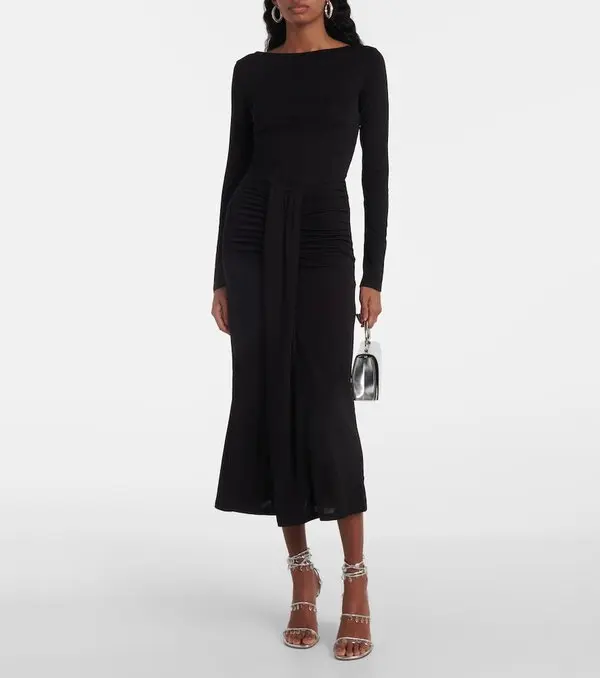 Staud Ruched Jersey Midi Dress