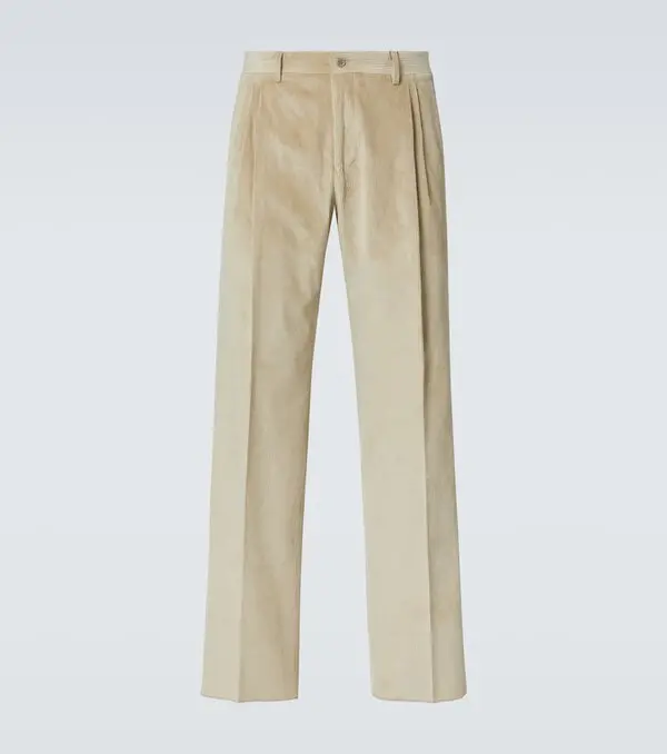Canali Cotton Corduroy Straight Trousers - Beige