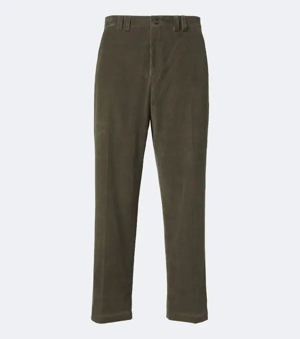 Canali Cotton Corduroy Straight Trousers - Green