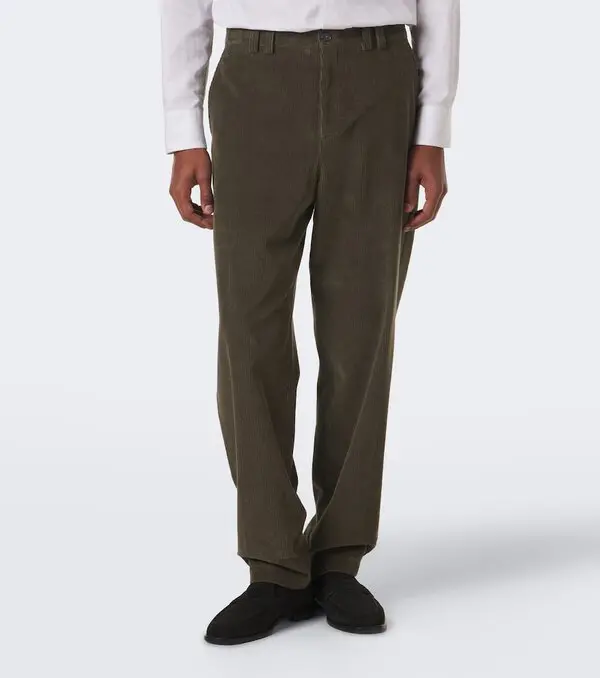Canali Cotton Corduroy Straight Trousers - Green