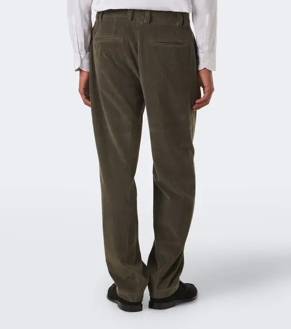 Canali Cotton Corduroy Straight Trousers - Green