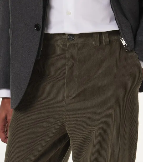 Canali Cotton Corduroy Straight Trousers - Green