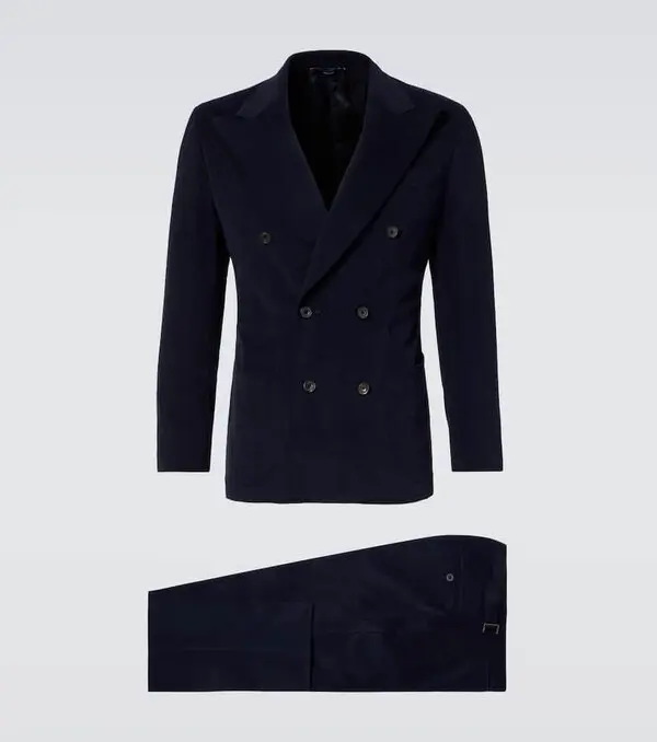Thom Sweeney Double-breasted Brushed Cotton Suit
