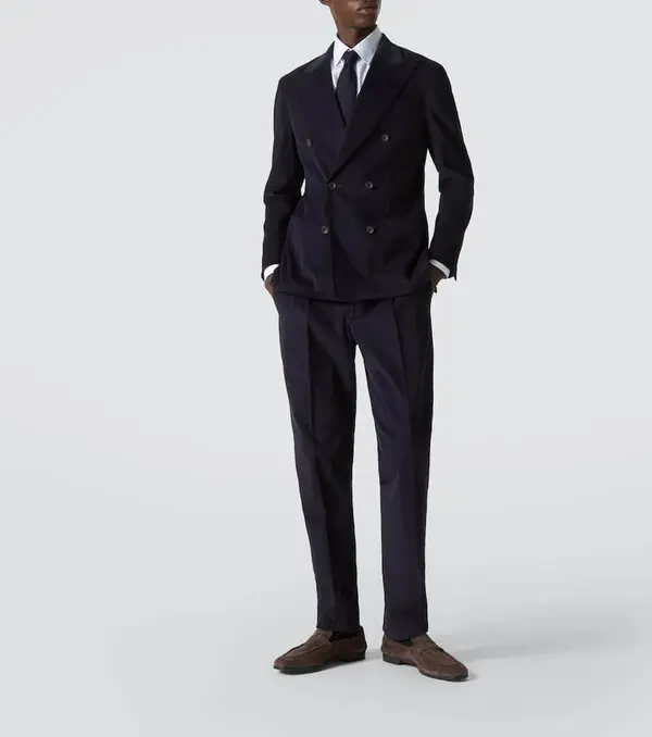 Thom Sweeney Double-breasted Brushed Cotton Suit