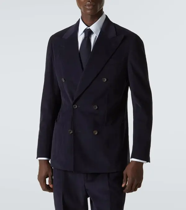Thom Sweeney Double-breasted Brushed Cotton Suit