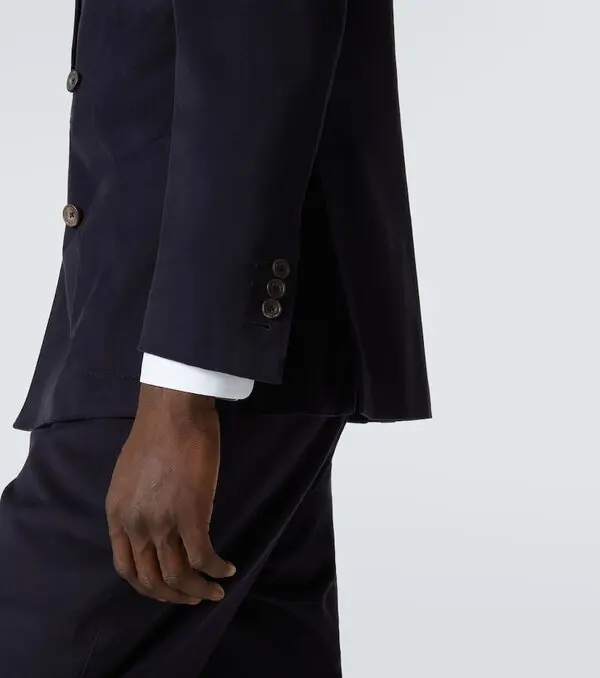 Thom Sweeney Double-breasted Brushed Cotton Suit