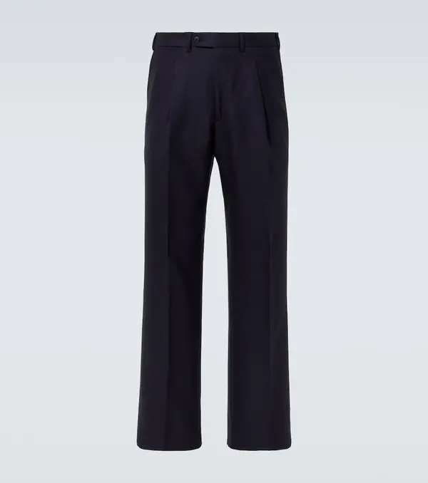 SAMAN AMEL Amo Wool Twill Straight-leg Pants - Blue