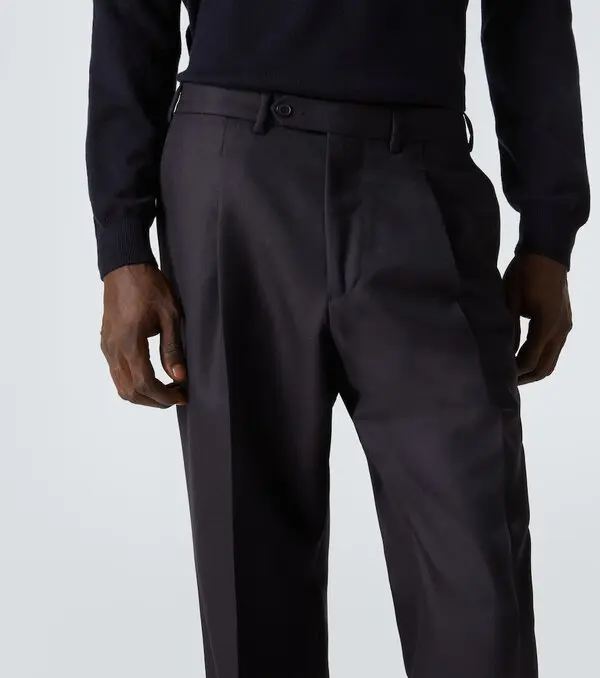 SAMAN AMEL Amo Wool Twill Straight-leg Pants - Blue