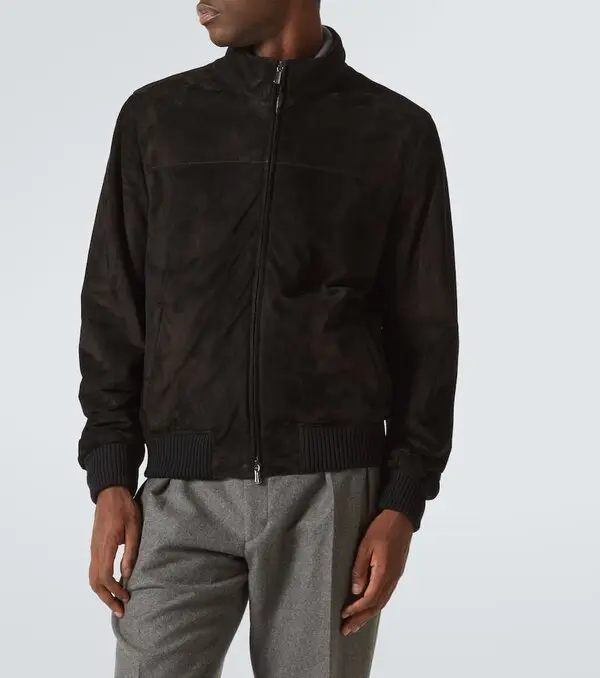 Thom Sweeney Suede Bomber Jacket