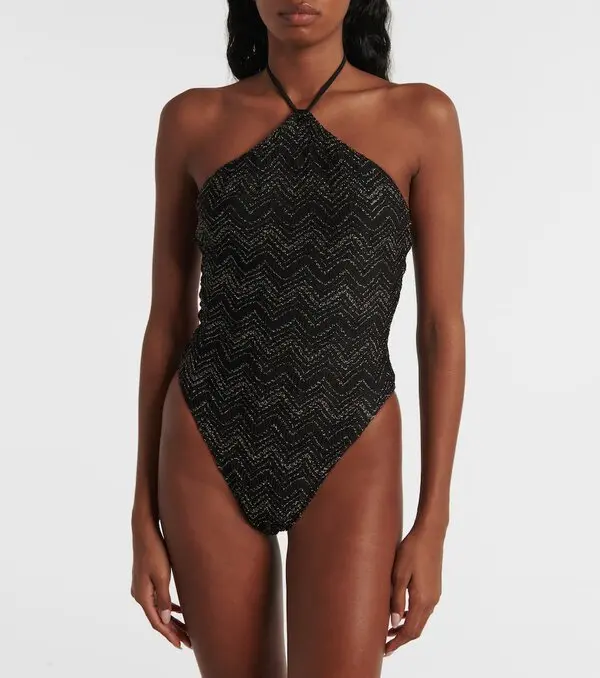 Missoni Lamé Halterneck One Piece - Black