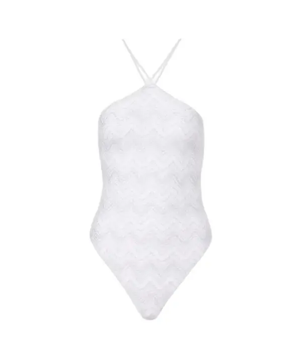 Missoni Lamé Halterneck One Piece - White