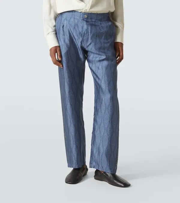 Etro Paisley Silk Straight Pants
