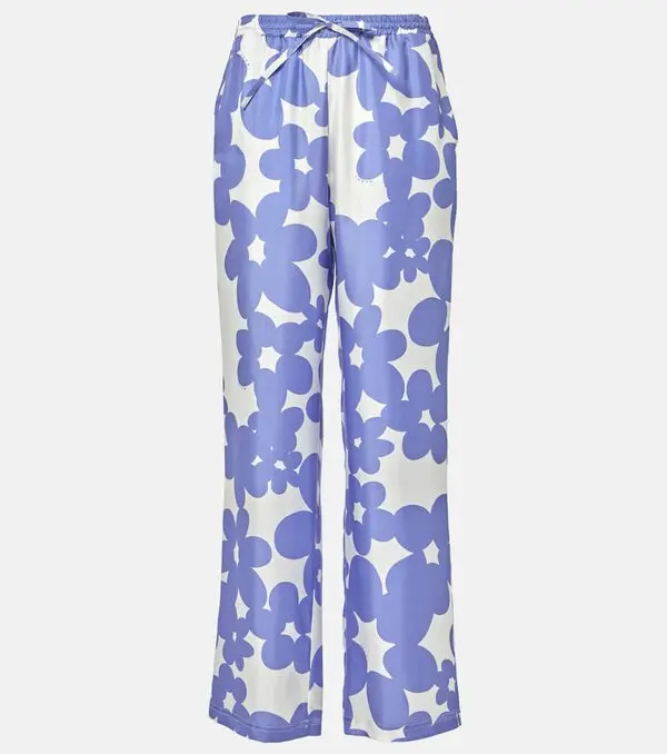 Marni Floral Print Silk Wide-leg Pants