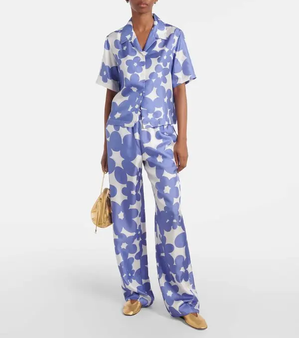 Marni Floral Print Silk Wide-leg Pants