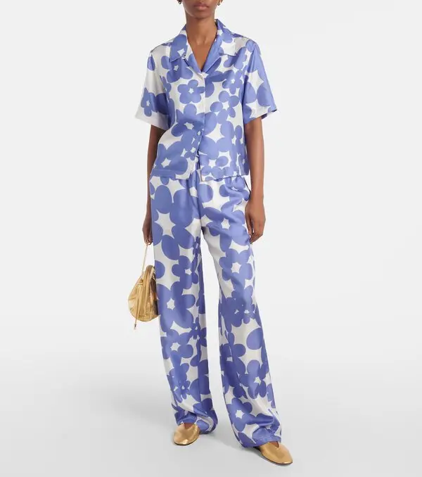 Marni Floral Print Silk Wide-leg Pants