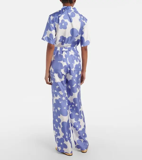 Marni Floral Print Silk Wide-leg Pants