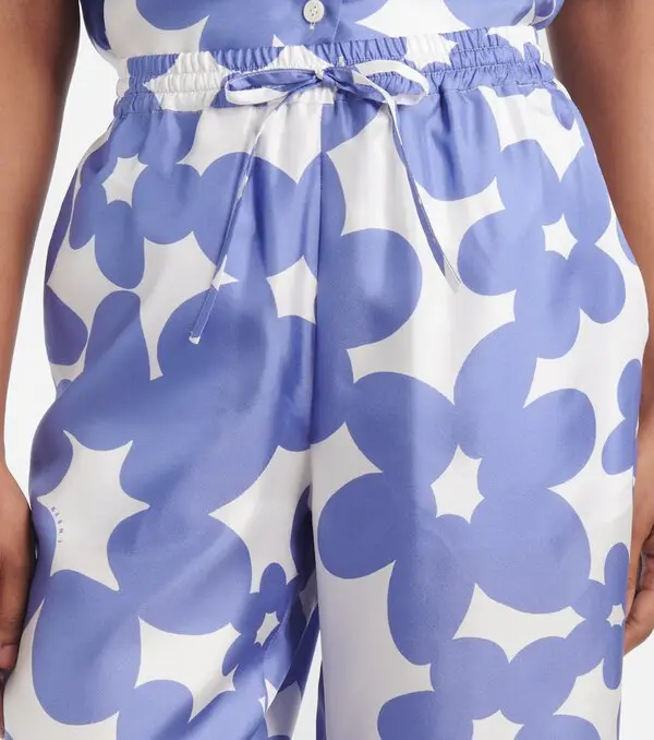 Marni Floral Print Silk Wide-leg Pants