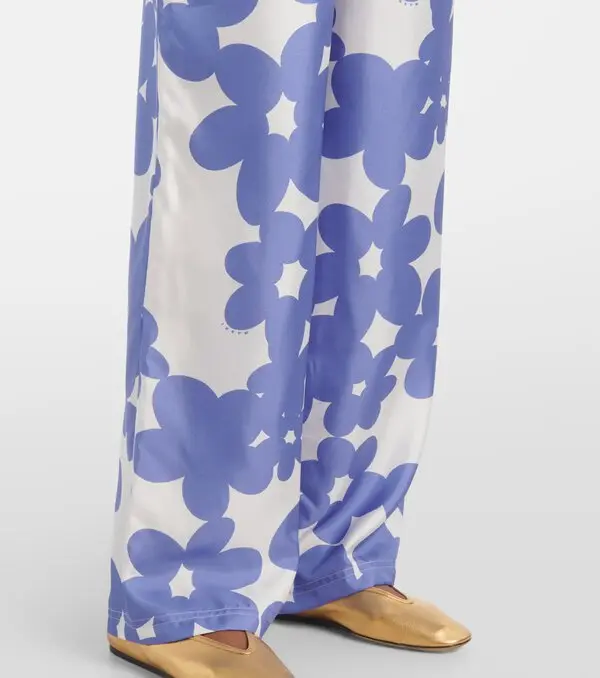 Marni Floral Print Silk Wide-leg Pants